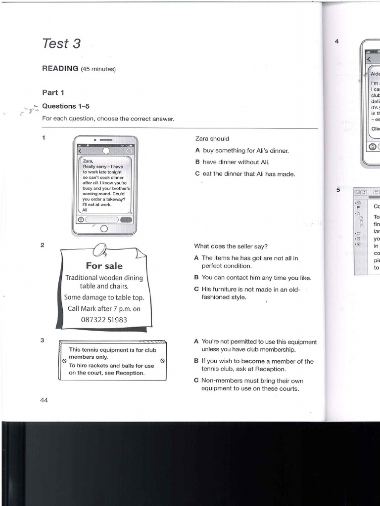 B1 - Preliminary 1 Cambridge - READING TEST 3-1 | PDF