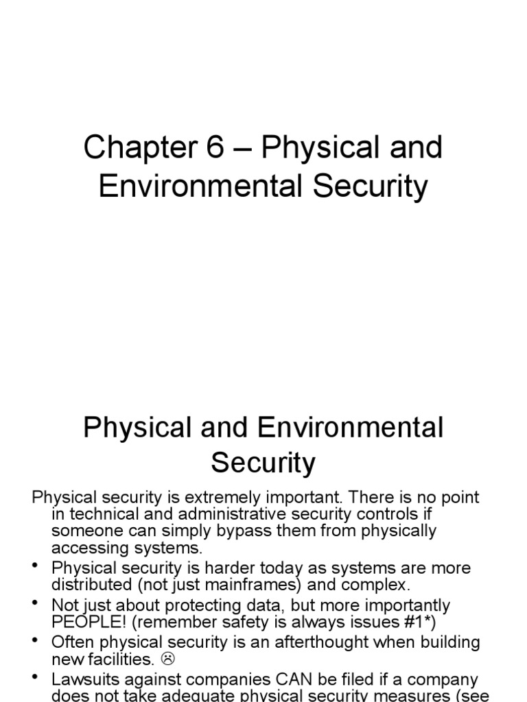 Chapter 6 Physical and Environmental Security | PDF | Computer Security | Security