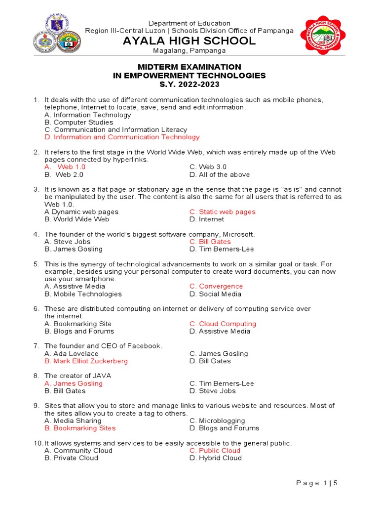 Midterm Exam in Empowerment Tech 2023 | PDF | Internet | World Wide Web