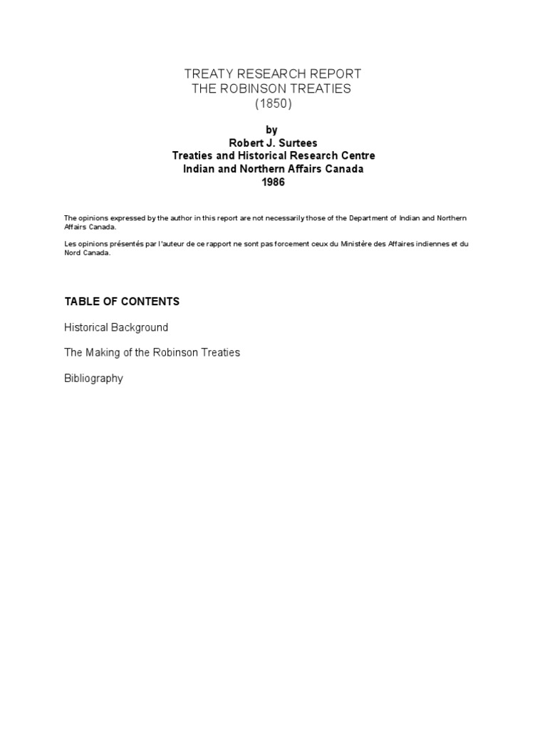 Robinson-Superior Treaty Context and Background | PDF