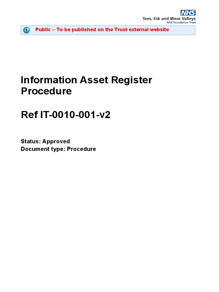 Information Asset Register Procedure | PDF | Risk | Information Security