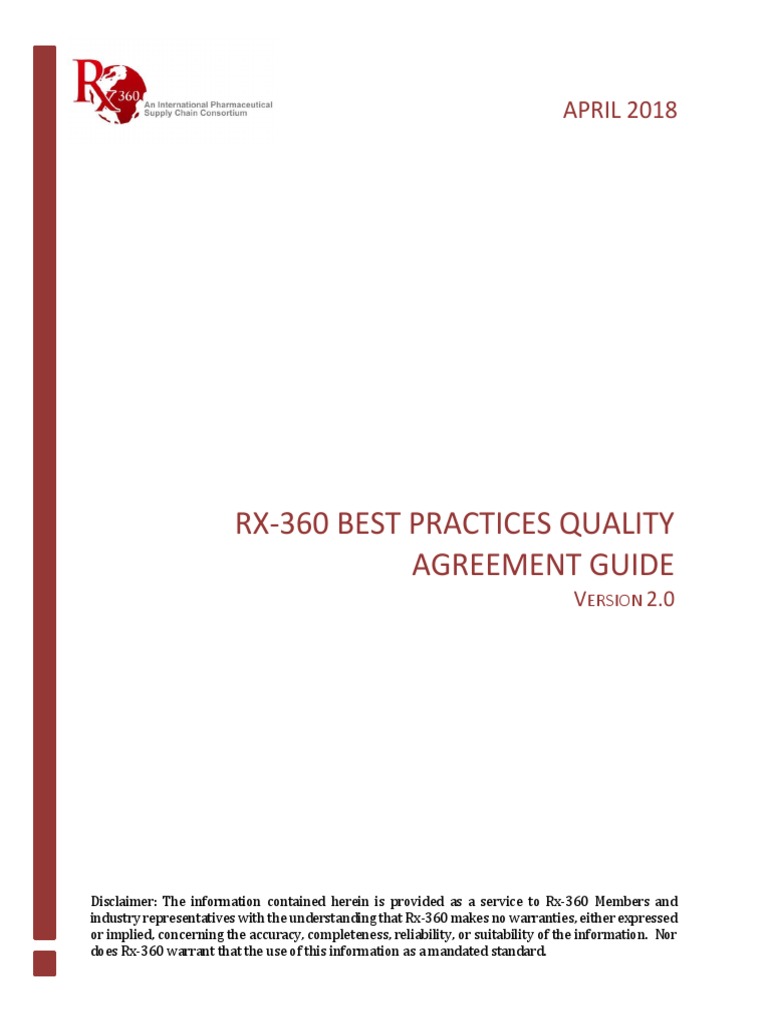 RX 360 Best Practices Quality Agreement Guide Version 2.0 | PDF ...