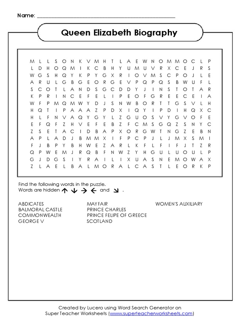 Super Teacher Worksheets Queen Elizabeth Biography-1 | PDF | Language ...
