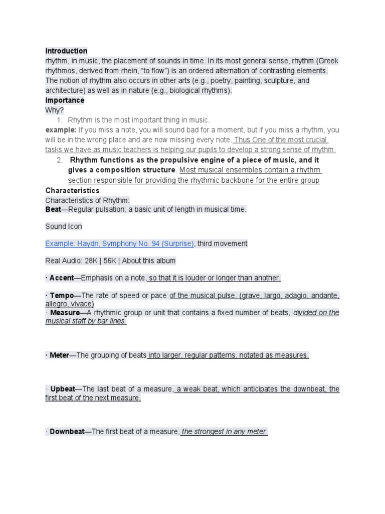Rhythm Report Pdf Rhythm Tempo