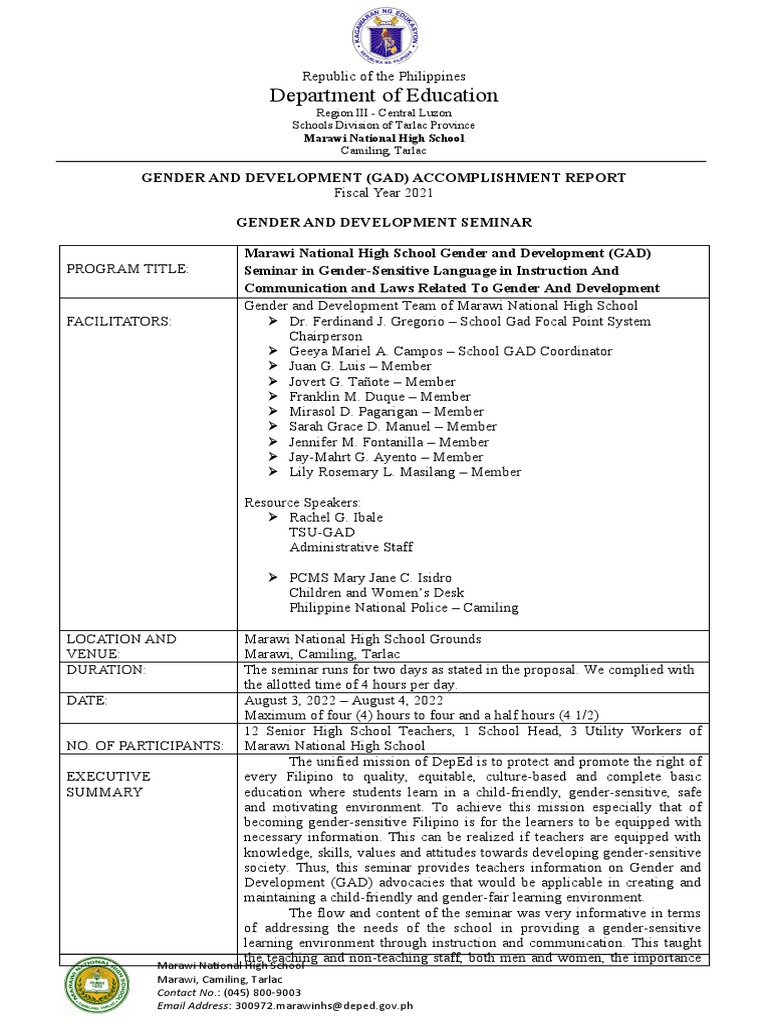 Accomplishment Report SHS | PDF | Teachers | Learning