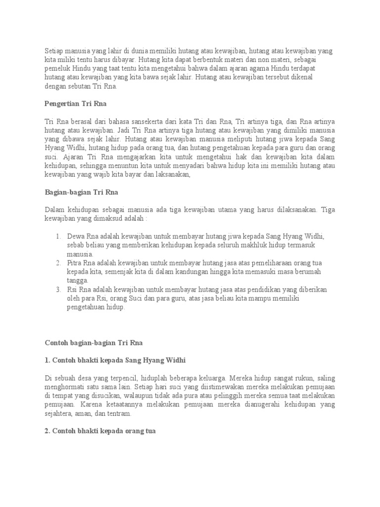 Pemahaman Tri Rna dalam Hindu | PDF