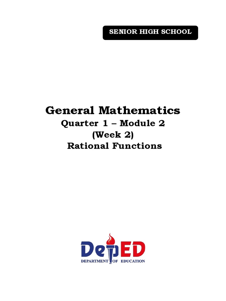 Gen-Math Q1 WK-2 Module-2 Rational-Functions | PDF | Numbers | Function (Mathematics)