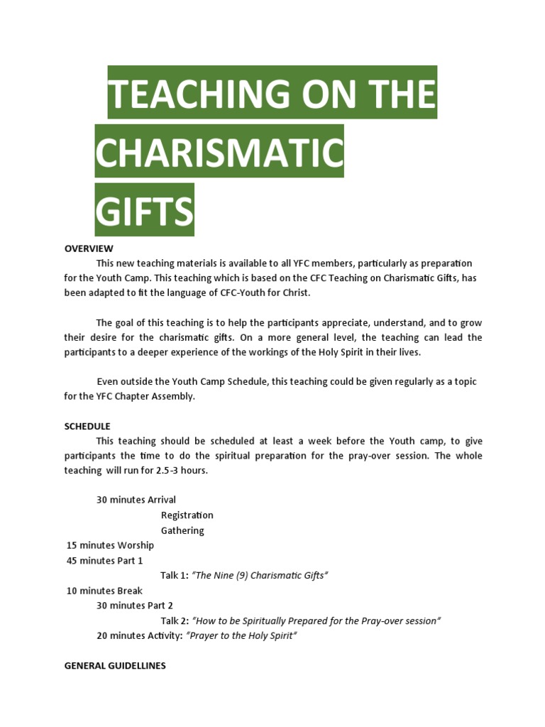Understanding the 9 Charismatic Gifts | PDF | Spiritual Gift ...