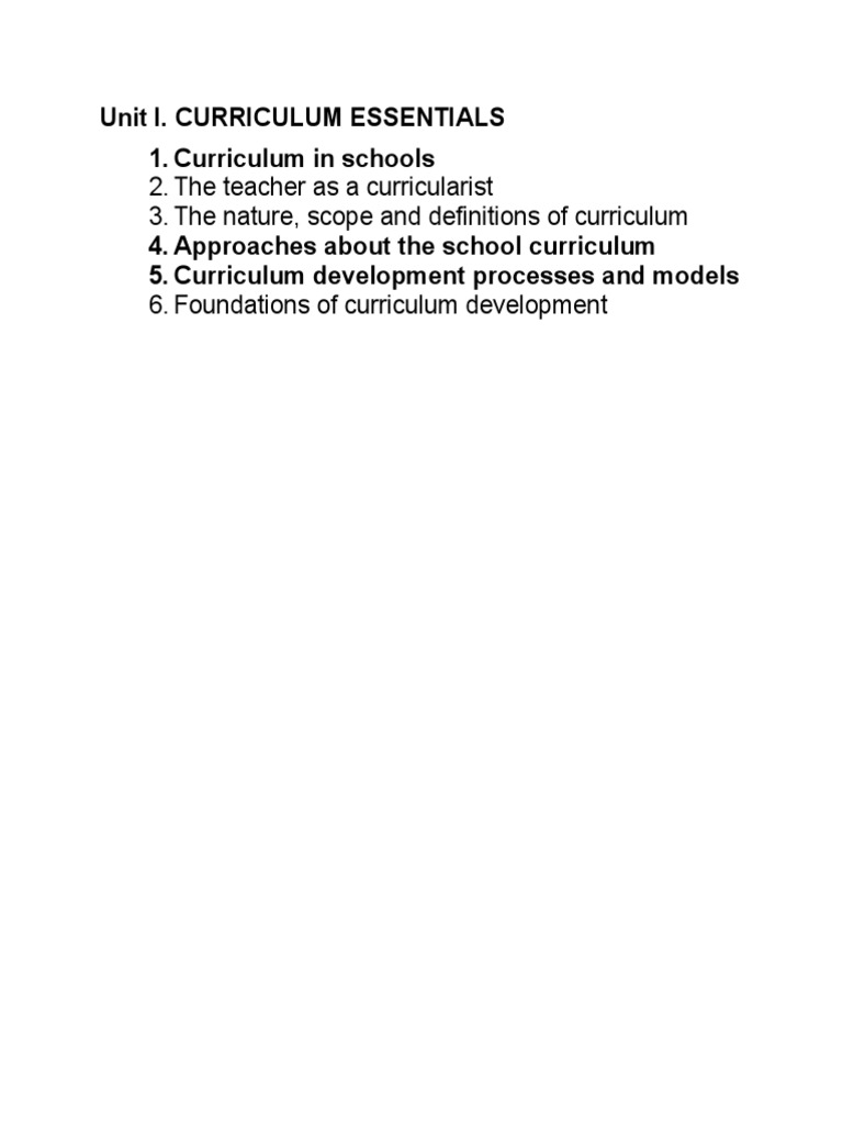 Chapter 1 Curriculum Essentials | PDF | Curriculum | Teaching Method