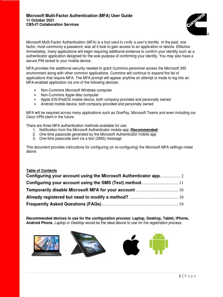 Microsoft MFA User Guide | PDF | Mobile App | Password