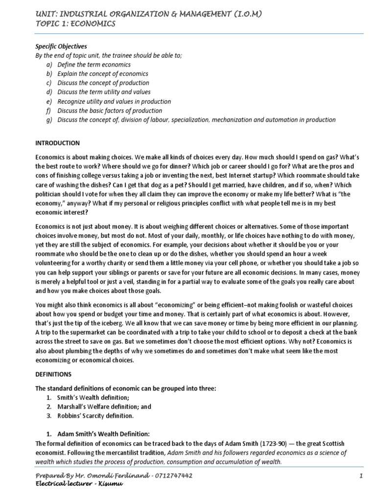 Factors of Production & Utility Defined | PDF | Economics | Labour ...