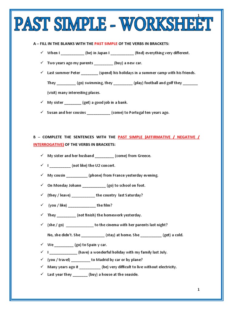 Past Simple Worksheet | PDF | Grammar | Linguistics