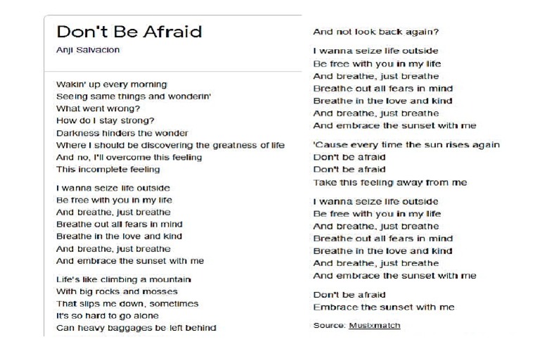 Dont Be Afraid Lyrics | PDF Dont Be Afraid Lyrics | PDF