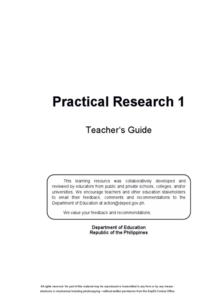 Teachers Guide Practical Research 1 | PDF | Inquiry Based Learning ...