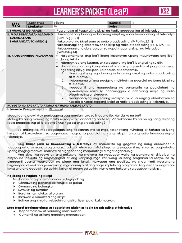 Pagsulat NG Skript Sa Radio Broadcasting | PDF