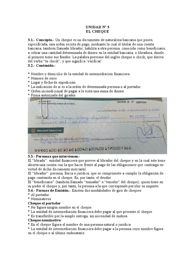 Concepto y Tipos de Cheques | PDF | Cheque | Comercio