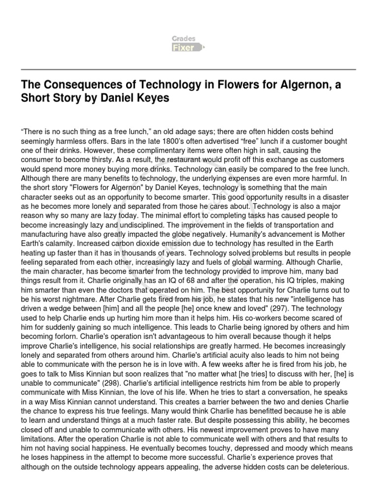 The Consequences of Technology in Flowers For Algernon, A Short Story ...
