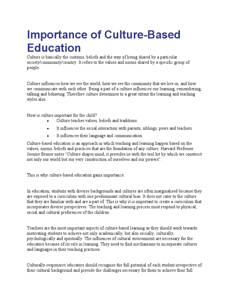 Importance of Culture | Download Free PDF | Teaching Method | Learning