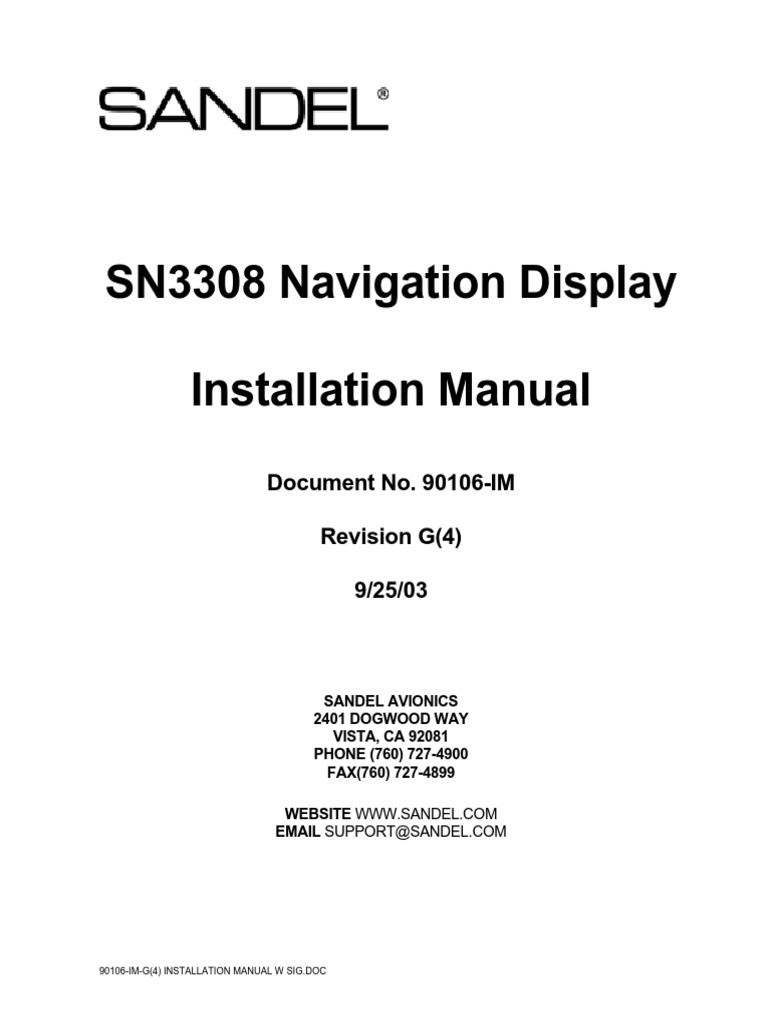 SANDEL-3308 Install Manual Rev G 9-25-03 | PDF | Avionics | Relay