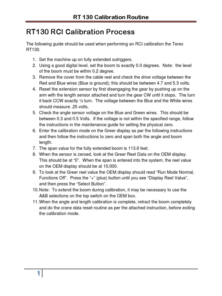 RT130 RCI Calibration Process | PDF | Calibration | Computing