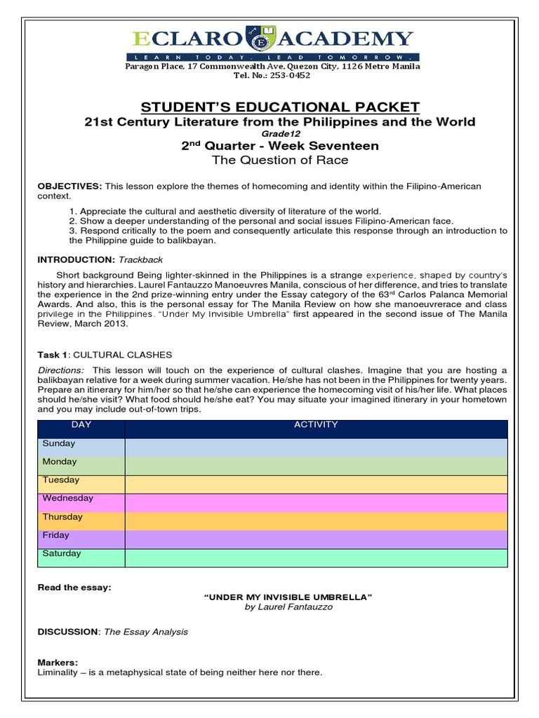 Learning Packet Week 17 | PDF | Experience | Cognition