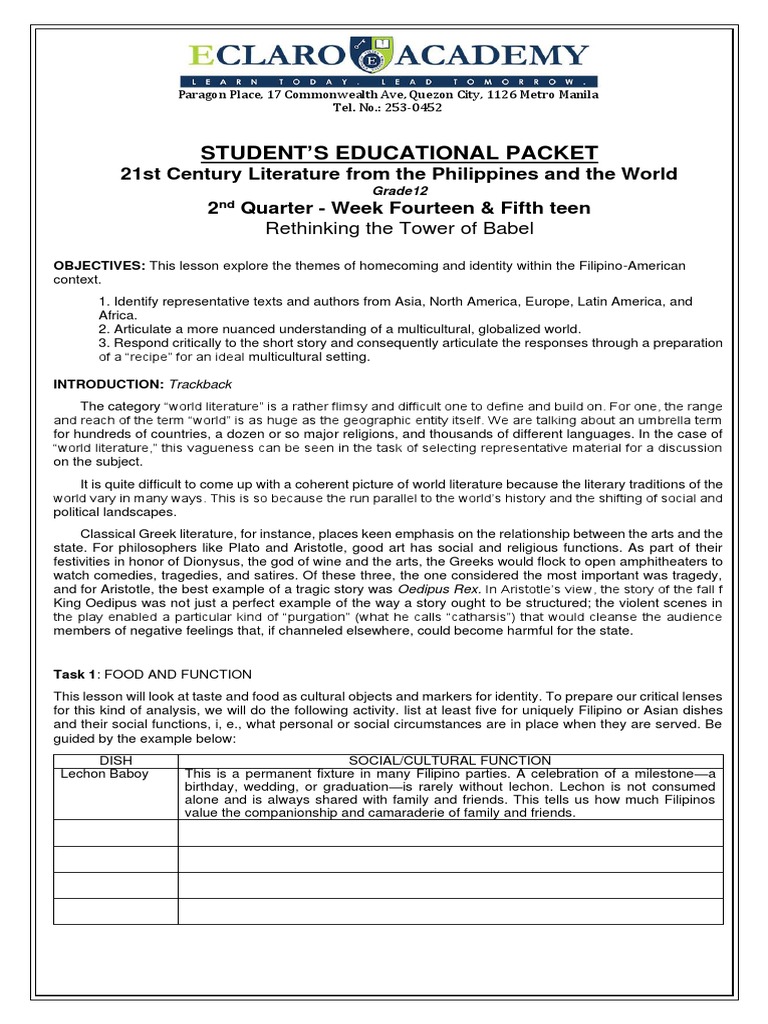 Learning Packet Week 14&15 | PDF | Tragedy
