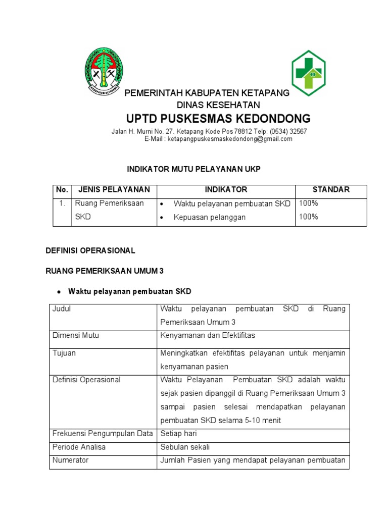 Indikator Mutu Pelayanan SKD | PDF