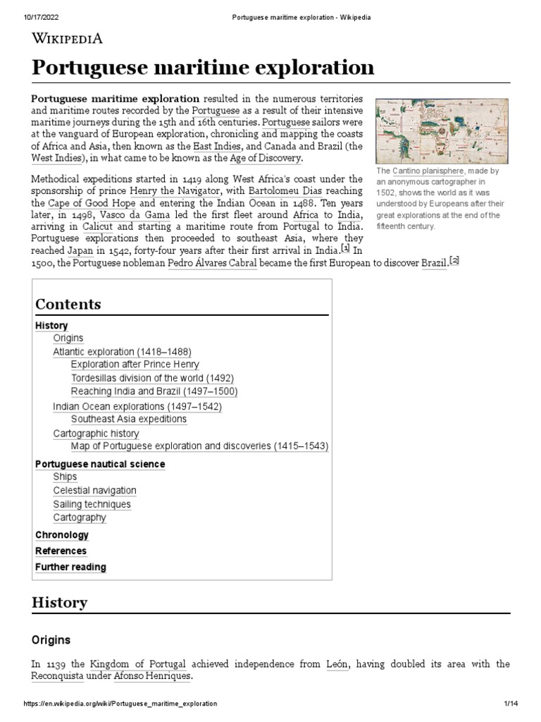 Portuguese Maritime Exploration - Wikipedia | PDF | Age Of Discovery ...