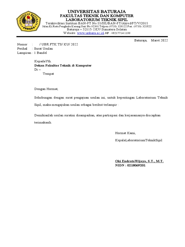 Surat Usulan Lab | PDF