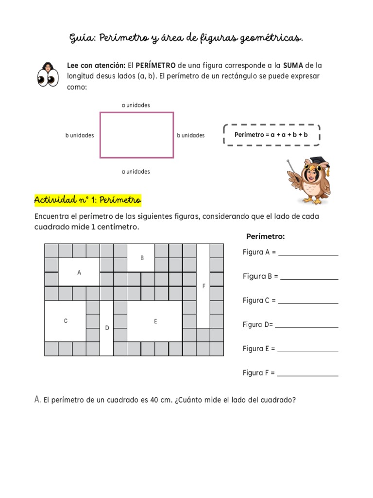 Perímetro y área de figuras geométricas | PDF | Rectángulo | Geometría
