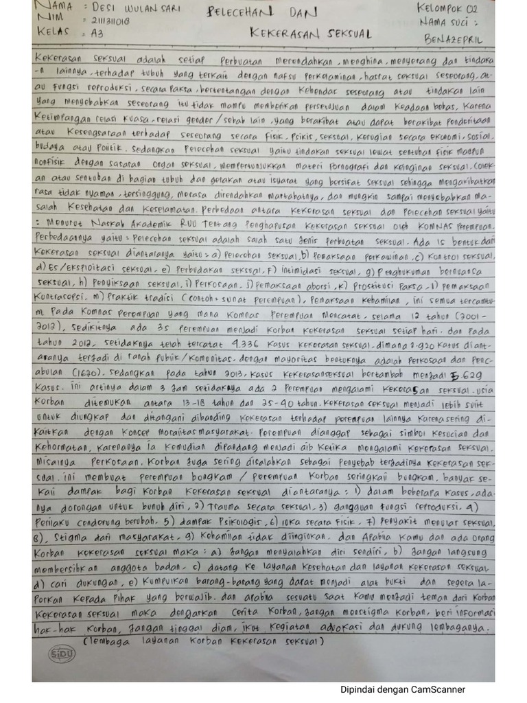 Resume Materi 1 - Pelecehan Dan Kekerasan Seksual - Desi Wulan Sari - 2111311018 - Kel 2 | PDF