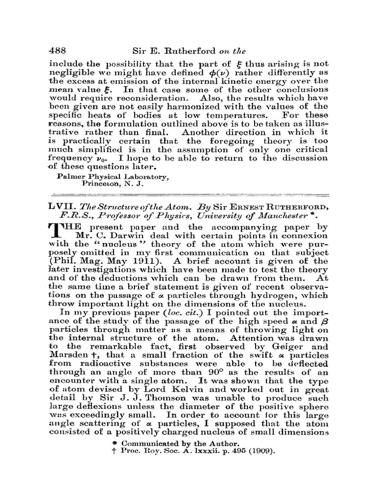 The Structure of The Atom (Rutherford) | PDF | Atoms | Atomic Nucleus