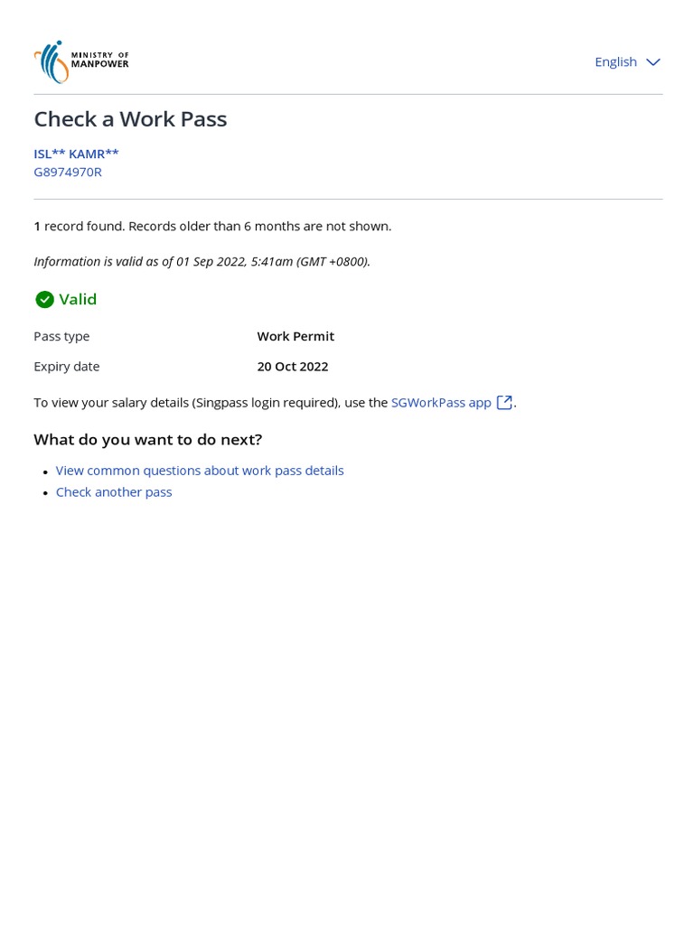 MOM - Check A Work Pass | PDF
