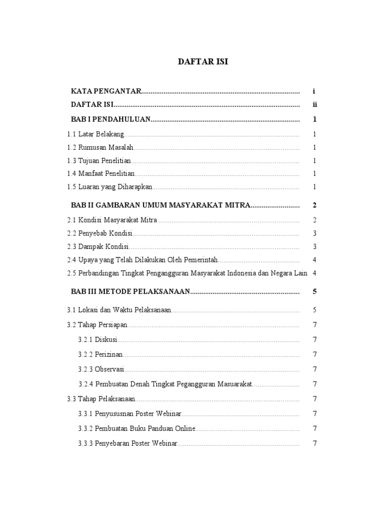 Daftar Isi PKM PM Upaya Peningkatan Kerja | PDF