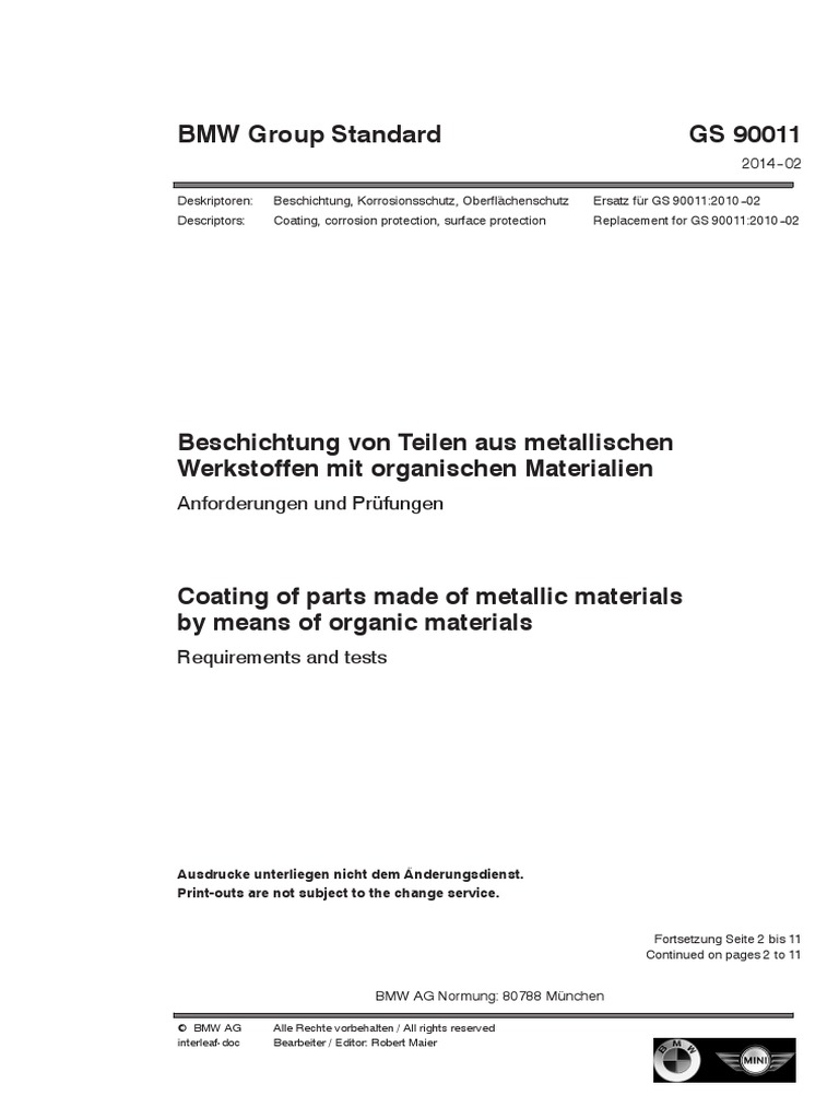 BMW GS 90011, 2014-02 (Coating) | PDF