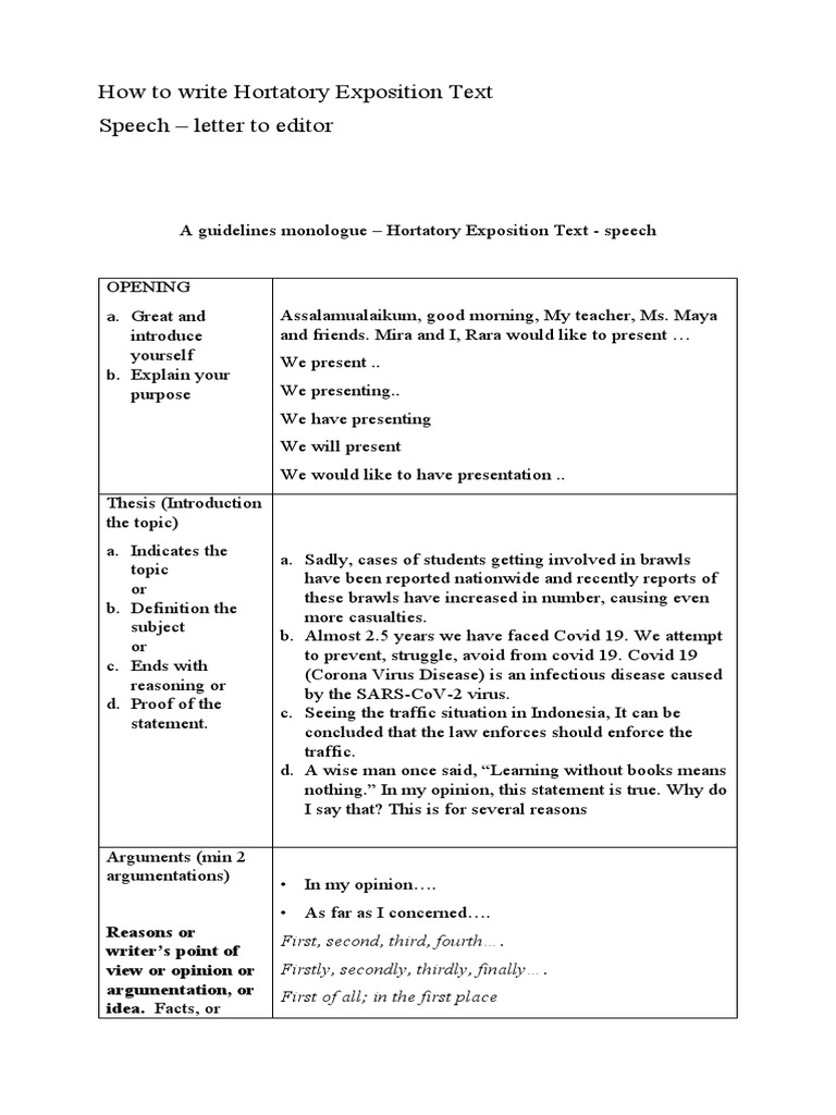 A Guidelines - Writing - Hortatory | PDF | Communication