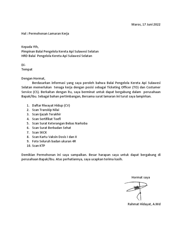 Lamaran Kereta API | PDF