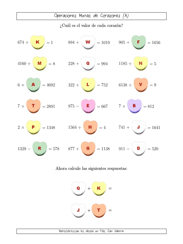 Valores de Corazones del 1 al 30 | PDF