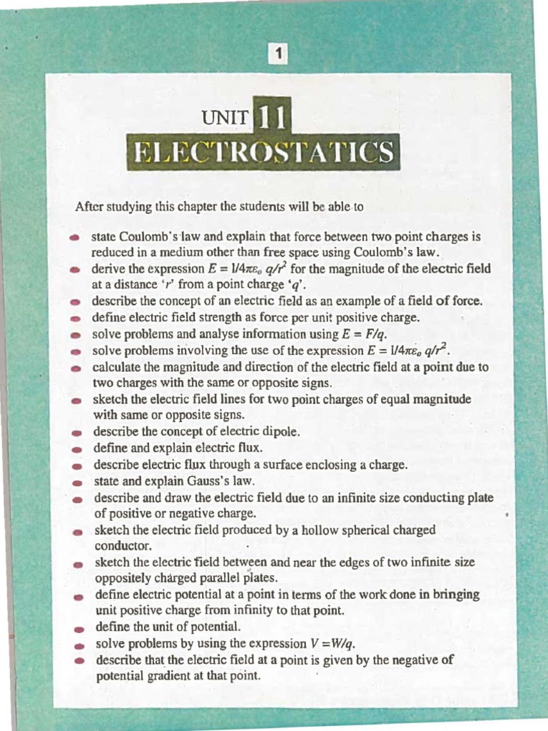2nd Year FSC Physics Textbook KP - Chapter-1 | PDF | Electric Charge | Electronvolt