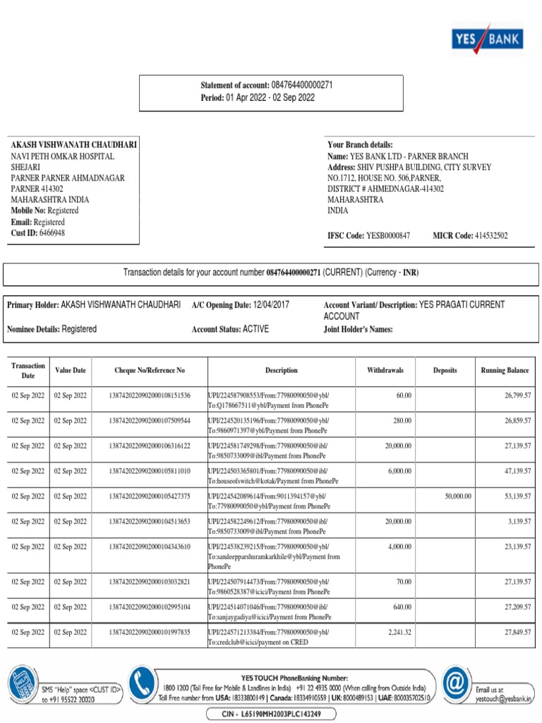 01 Apr 2022 - 02 Sep 2022 | PDF | Cheque | Deposit Account