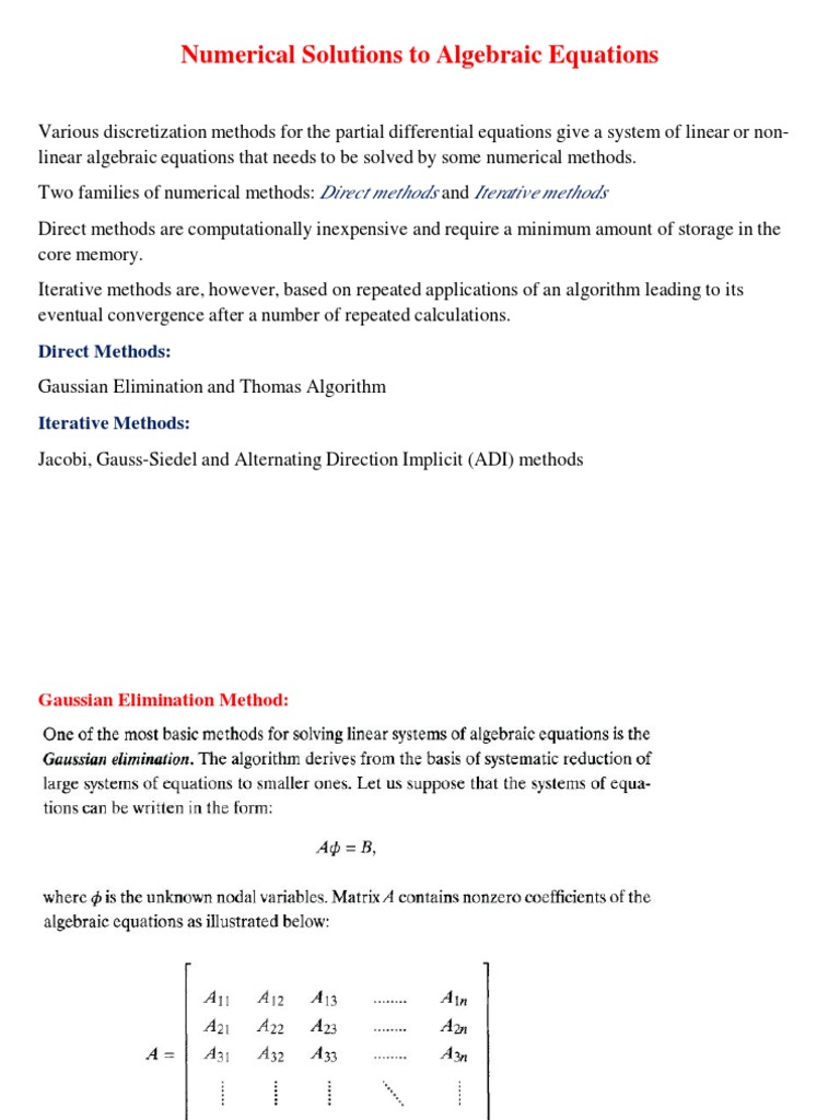 6.1numerical Solutions To Algebraic Equations | PDF