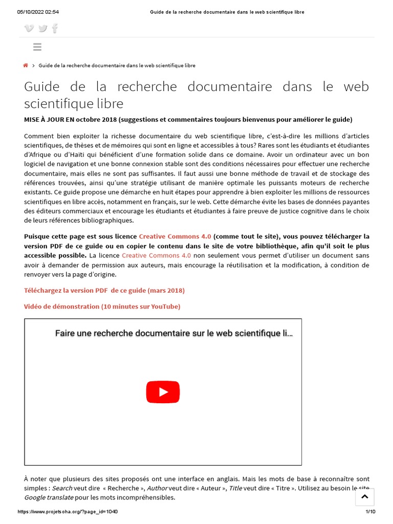 Guide de La Recherche Documentaire Dans Le Web Scientifique Libre | PDF ...