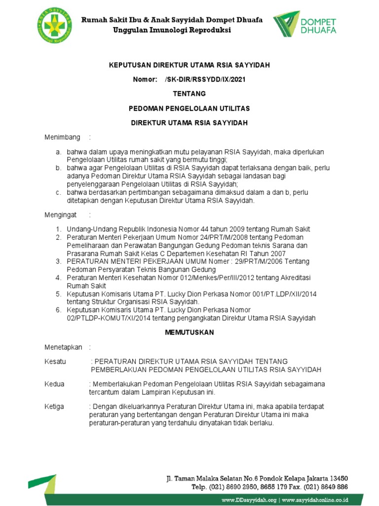 SK Pedoman Utilitas | PDF