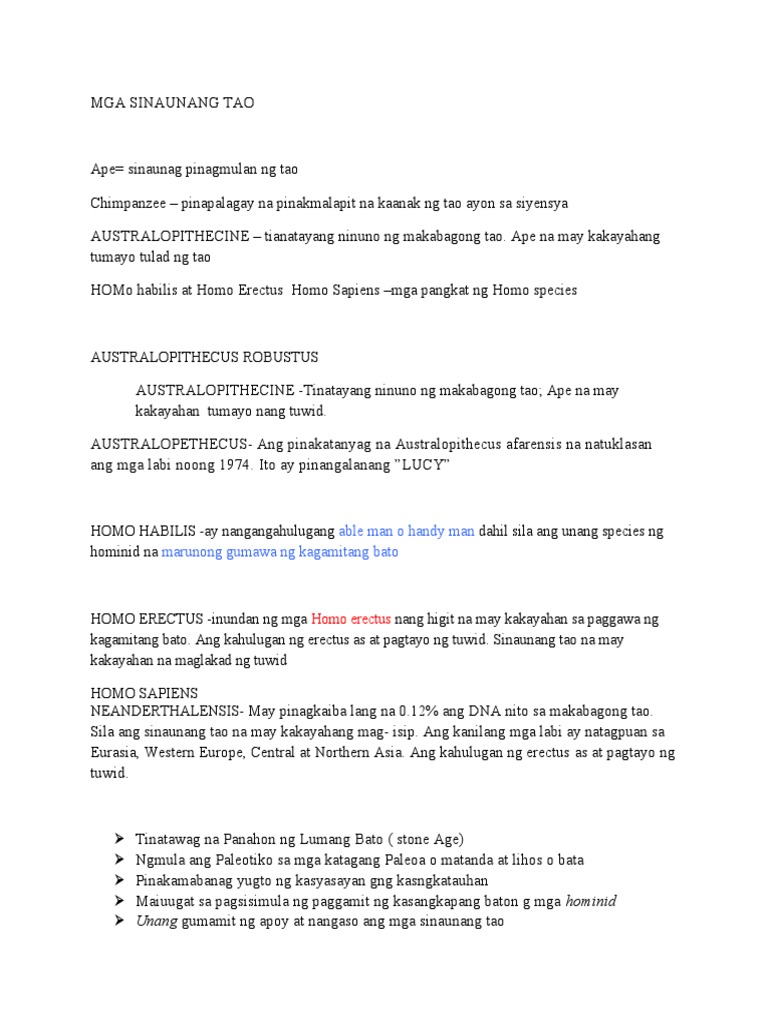 Mga Sinaunang Tao | PDF