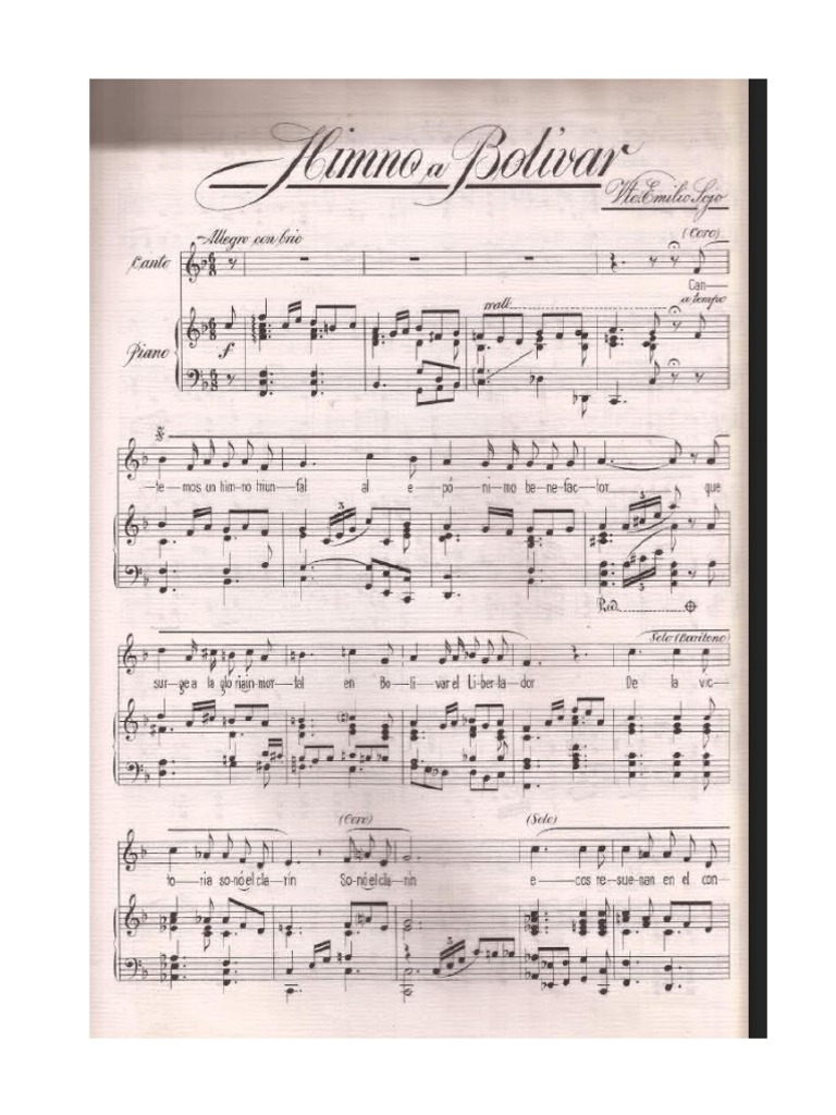 Himno A Bolivar V.E. Sojo | PDF