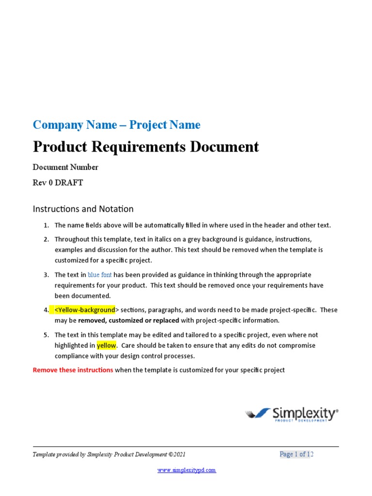 Simplexity PRD Template Sept 2022 | PDF | Packaging And Labeling | Safety