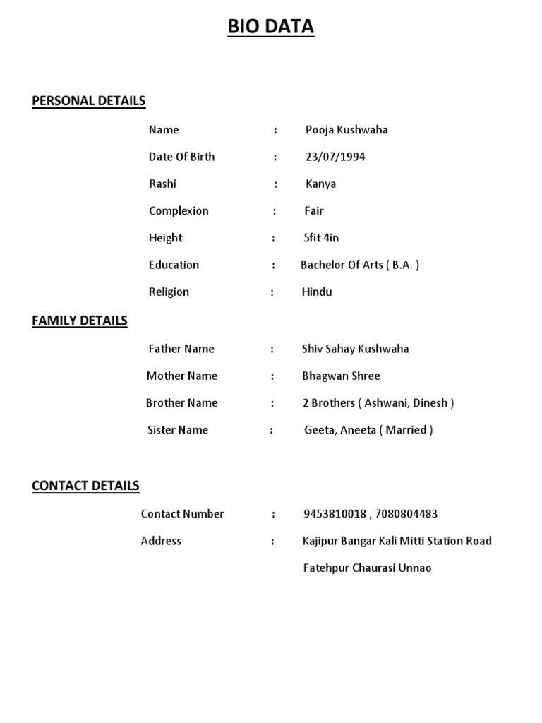 Bio Data | PDF