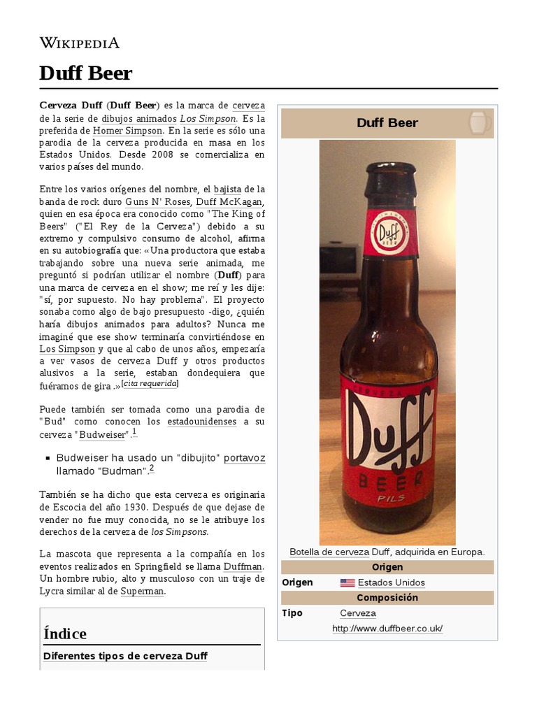Duff Beer | PDF | Serie de televisión creada | Los Simpsons