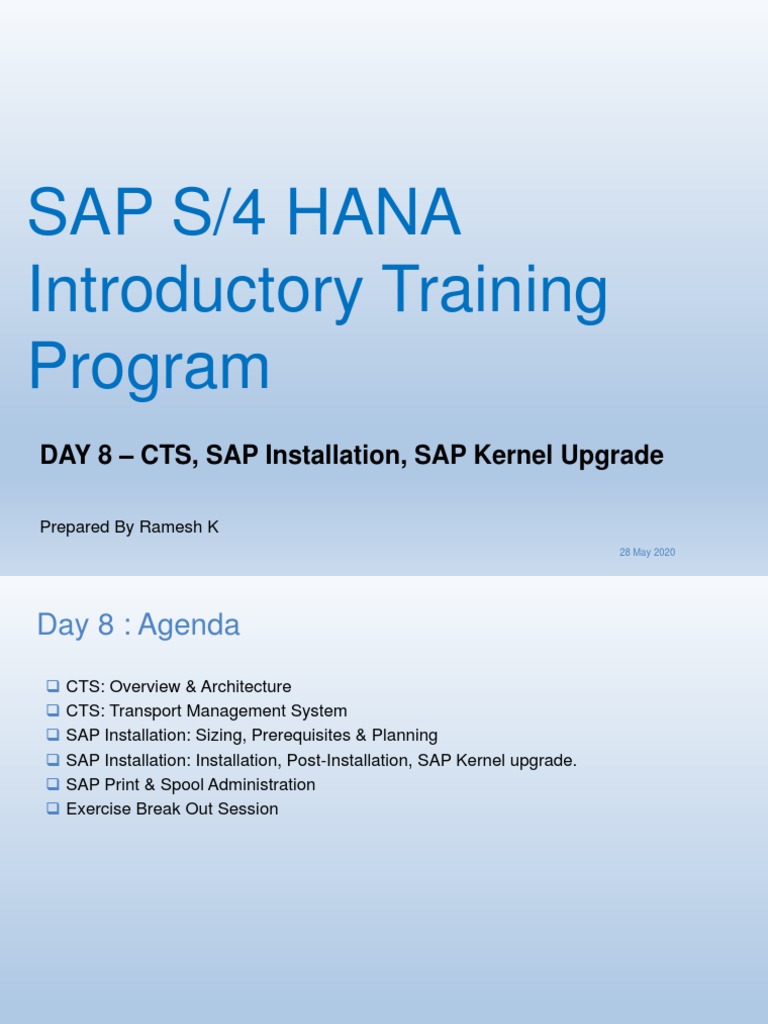 SAP S4 HANA - CTS - Install - Kernal - Day 8 | PDF | Operating System | Input/Output
