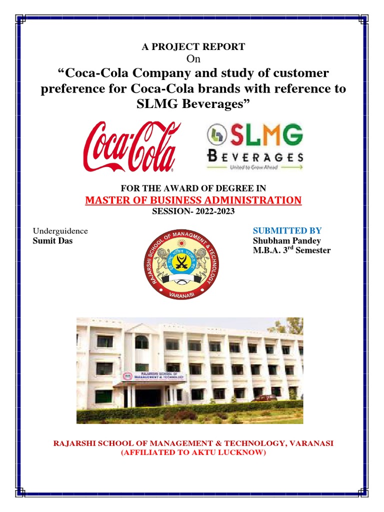 Coca Cola Project | PDF | The Coca Cola Company | Pepsi Co